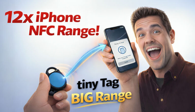 12x iPhone NFC Range – Tiny 1-inch Tag - Old iPhone - Serialio